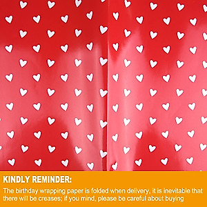 PLULON 6 Sheets Hearts Birthday Gift Wrapping Paper Colorful Gift Wrap Paper for Birthday, Baby Shower, Weddings