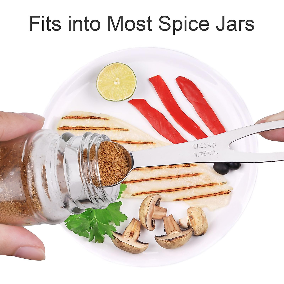 5pcs Measuring Spoon Set, Heavy Duty Stainless Steel Measuring Spoons for Cooking Baking, Tablespoon Teaspoon for Dry or Liquid Ingredients, Fits in Spice Jar, 1/4 1/2 1 tsp, 1/2 1 tbsp