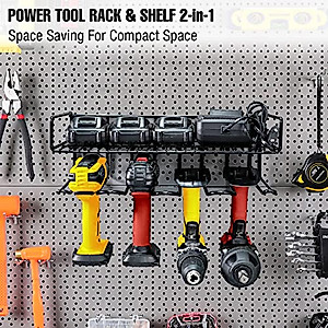 UNITEDPOWER Wall Mounted Power Tool Organizer Holder, Heavy Duty Utility Storage Rack for Battery Powered Hand Tools, Cordless Drill Rack and Tool Shelf w/Compact Design, Perfect for Father's Day