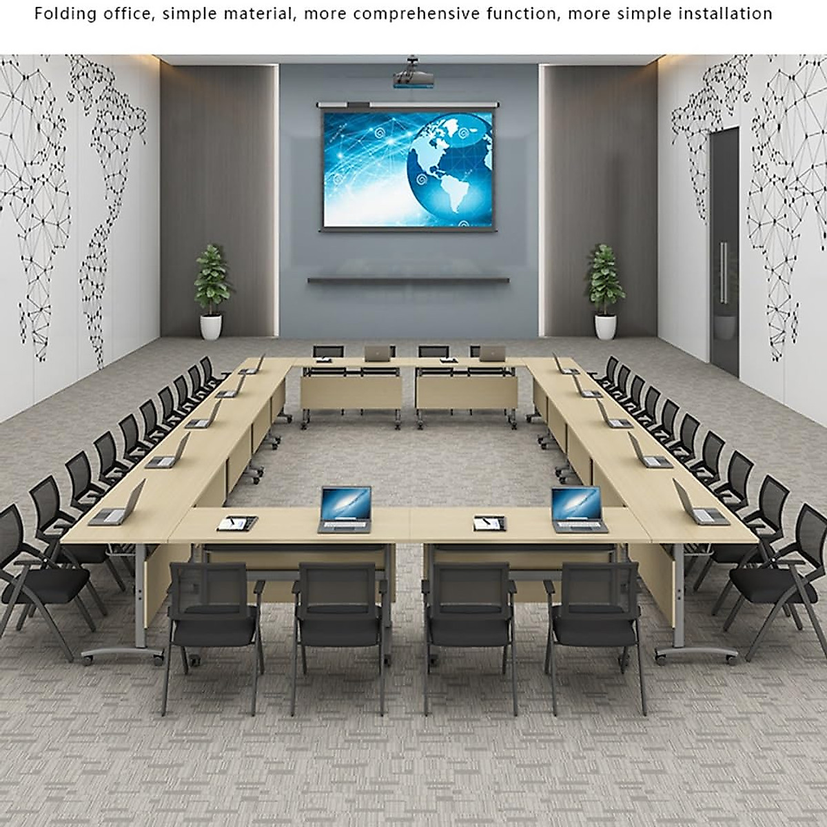 Flip Top Mobile Training Table, Foldable Computer Table for Conference Rooms,Training,Media Centers,Classrooms,(Excluding Chairs) (Color : A, Size : 120 * 50 * 75cm)
