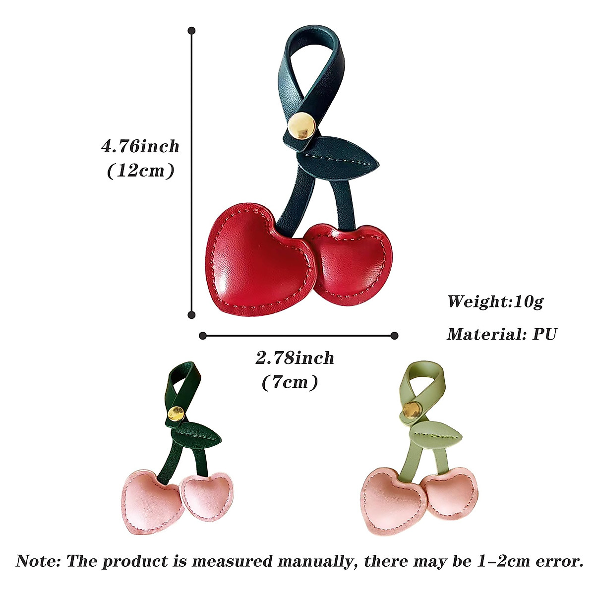 Fuerxy Cherry Bag Charm, Cute Cherry Charm for Purse Handbags Bag Accessories PU Cherry Key Charms (Red)
