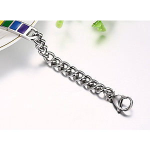 VNOX Jewelry Stainless Steel Rainbow Rubber Gay & Lesbian Pride Bracelet,Width 10mm,8"