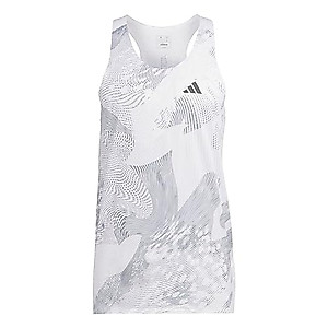 adidas Men's Adizero Singlet, White/Dash Grey/Grey, X-Small