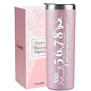 Onebttl Dance Teacher Gifts, Insulated Stainless Steel Wine Tumbler with Lid and Straw, 20 oz, Teacher Appreciation, Birthday, Christmas Gift, 5678, Glitter Rose Gold