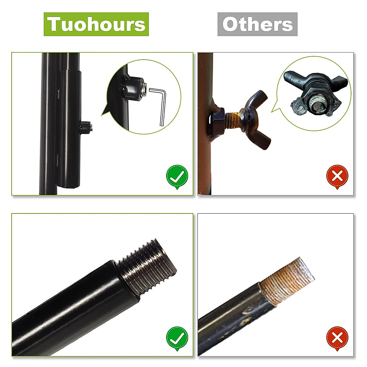 Tuohours 92 Inch Double Shepherd Hook Stand for Outdoor Birdfeeder, Adjustable Two Sided Garden Bird Feeder Pole Holder for Birdhouse Planter Solar Light Lantern, Black, 1 Pack