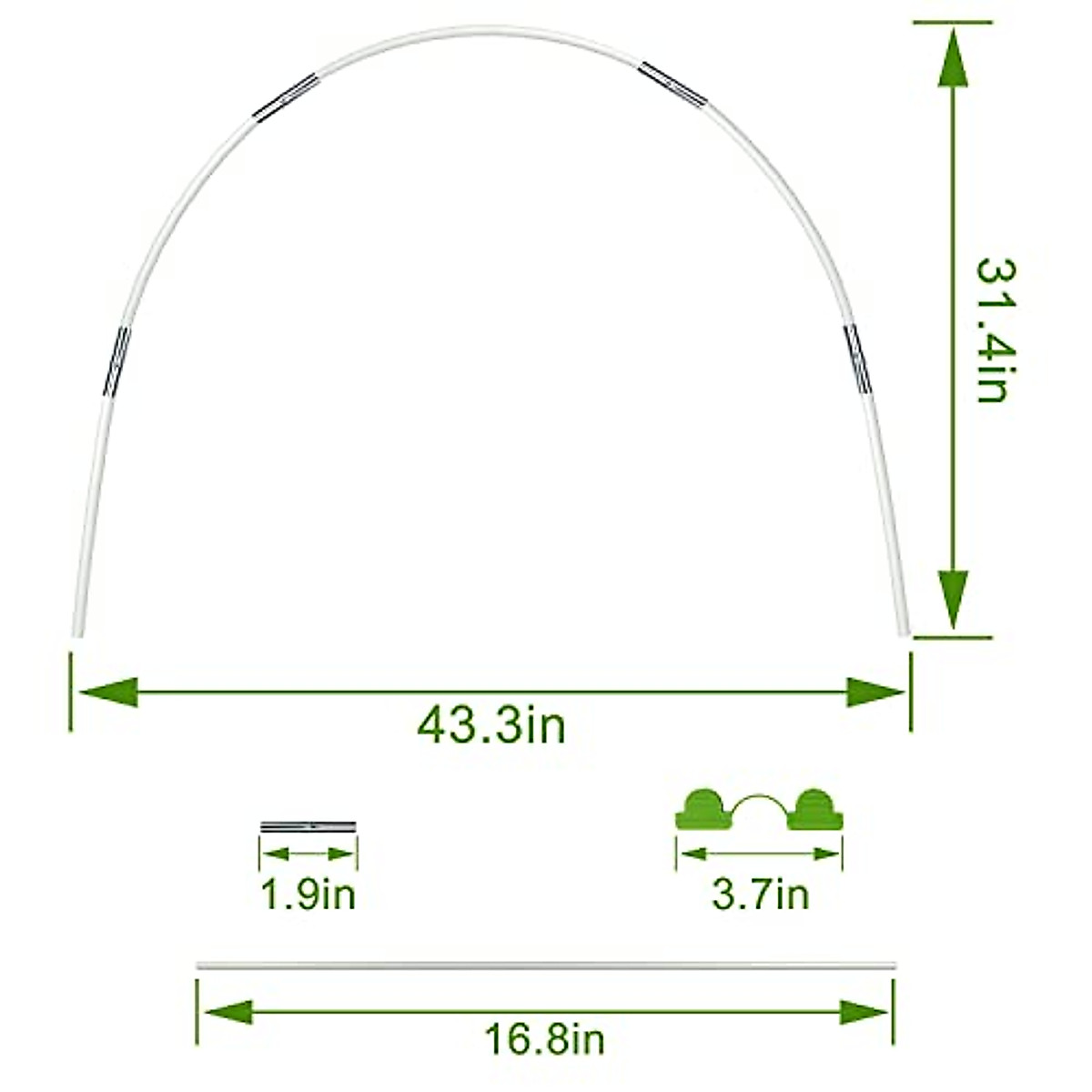 XYADX Greenhouses for Outdoors Garden Stakes Greenhouse Hoops 3.5 Ft Long DIY Greenhouse Hoops for Garden Netting and Greenhouse Hoops for Raised Beds with Greenhouse Clamps - 50PCS