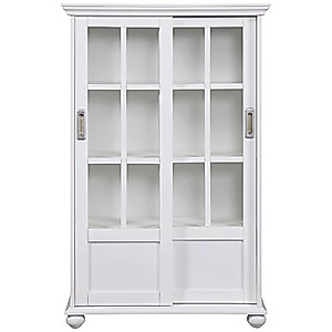 Ameriwood Home Aaron Lane Bookcase with Sliding Glass Doors, White