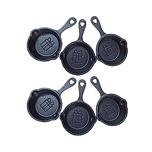 HAWOK Cast Iron Mini Skillet with wishing card gift bag DIA. 2.75 inch Set of 6 Black…