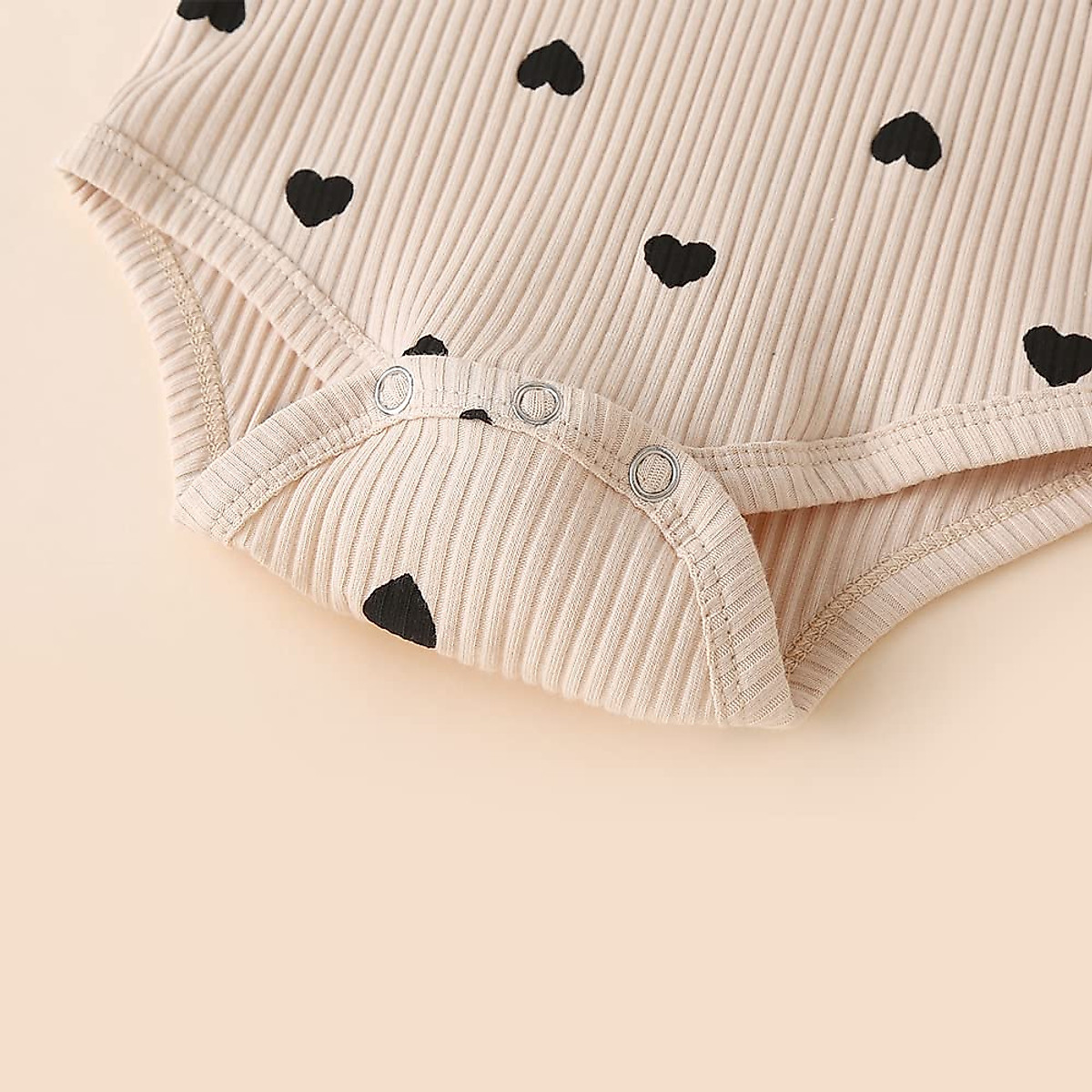 Baby Girl Clothes Infant Girls Outfits 3PC Rib Frill Long Sleeve Romper Pants Headband Set (Apricot, 6-9 Months)