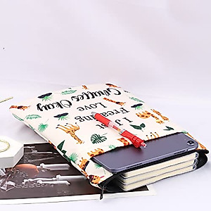 Giraffe Lovers Book Sleeve Giraffe Book Cover Funny Giraffe Lady Book Pouch Giraffe Keeper Book Sack Giraffe Book Protector Waterproof Zipper BFF Gift (GiraffeBS)