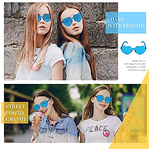 Konohan 16 Pairs Heart Shape Rimless Valentines Sunglasses Transparent Love Fun Sunglasses Party Accessories for Women (Blue)