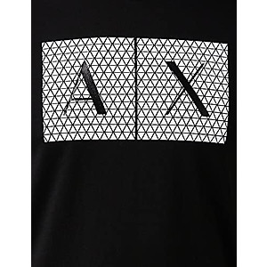 A|X ARMANI EXCHANGE mens Crew Neck Logo Tee T Shirt, Grid Logo Black, Large US