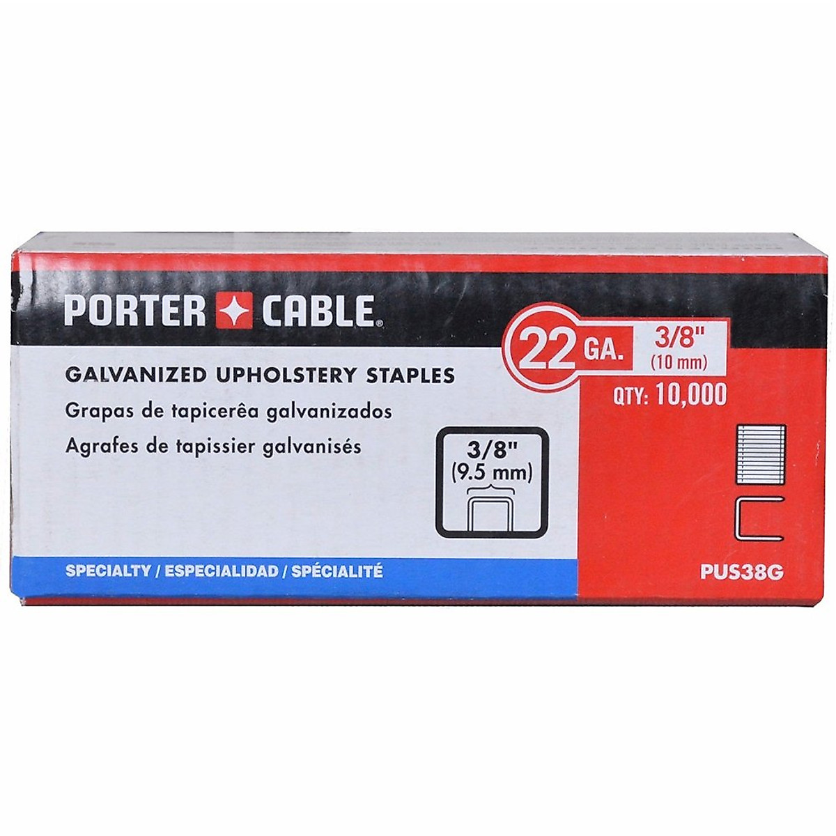 Porter Cable PUS38G 3/8" Upholstery Staples 3/8" Crown - 10,000 Per Box