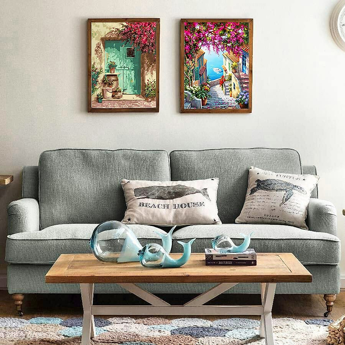 Scenery Paint By Numbers for Adults 4 Pack - DIY Adult Paint by Number Kits On Canvas Door Flowers Sunset Painting by Numbers for Beginners,Acrylic Paint Butterfly Crafts for Home Decor 12x16 Inch