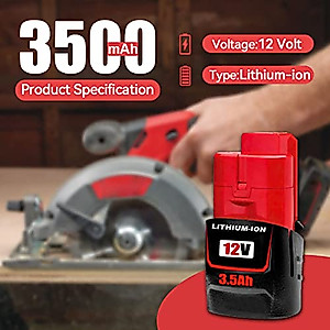 Dasnite 2Pack 3500mAh 12V Lithium Replacement for Milwaukee 12V Battery XC Lithium 48-11-2401 48-11-2402 48-11-2420 48-11-2430 48-11-2440 48-11-2460 48-11-2411 48-11-2412 Cordless Tools Battery