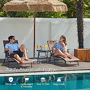 NATURAL EXPRESSIONS Outdoor Chaise Lounge Chairs for Outside, Aluminum Patio Lounger Pool Furniture Adjustable Folding Recliner Chair for Beach, Backyard,Lawn,Poolside Supports 300 lbs