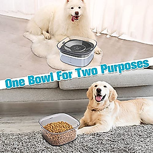 UPSKY 70oz Dog Water Bowl 2L No Spill Large Capacity Slow Feeder, Spill Proof Pet Water Dispenser Vehicle Carried Travel Drinking Water Bowl for Dogs, Cats