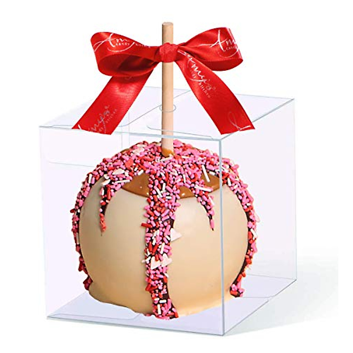 30 PCS Clear Candy Apple Box With Hole | 4" x 4" x 4" PET Gift Boxes For Caramel Apples, Ornaments | Transparent Boxes for Wedding, Party Baby Shower Favors Halloween | Food in Safe Fit Standard Apple