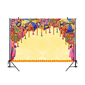 Ticuenicoa 9x6ft Diwali Party Backdrop Indian Marriage Decoration Red Curtain Flowers Background India Light Festival Diwali Photography Couples Trip Celebration Photos Atistic Photoshoot Props