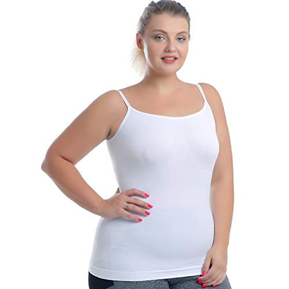 BANG BANG Women's Shapewear Tank Tops with Adjustable Straps White M