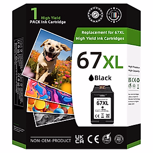 Economink Remanufactured Ink Cartridge Replacement for HP 67 67XL Black for DeskJet 2700 2725 2752 2755 2732 Plus 4100 4152 4155 4140 Envy 6000 6055 6052 Pro 6400 6452 6455 Printer (1 Pack)