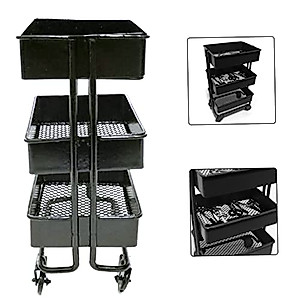 Eioflia Doll House Storage Trolley Cart 3 Tier Kitchen Bathroom Rack with Wheels Mobile Shelves Storage Cart Rolling Utility Cart Shelving Organizer