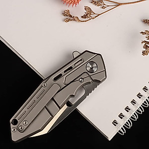 MASALONG kni255 Folding Knife, M390 Blade and TC4 Titanium Alloy handle Outdoor Folding Knife,EDC Pocket Travel Camping Knife