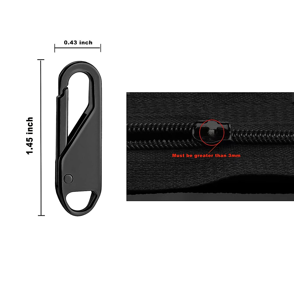 6 PCS Zipper Pull Replacements, Zipper Repair Kit Zipper Slider Pull Tab Universal Zipper Fixer Metal Zipper Head Pullers Handle Zipper Extenders for Clothing Jackets Backpack Boots Purse Coat