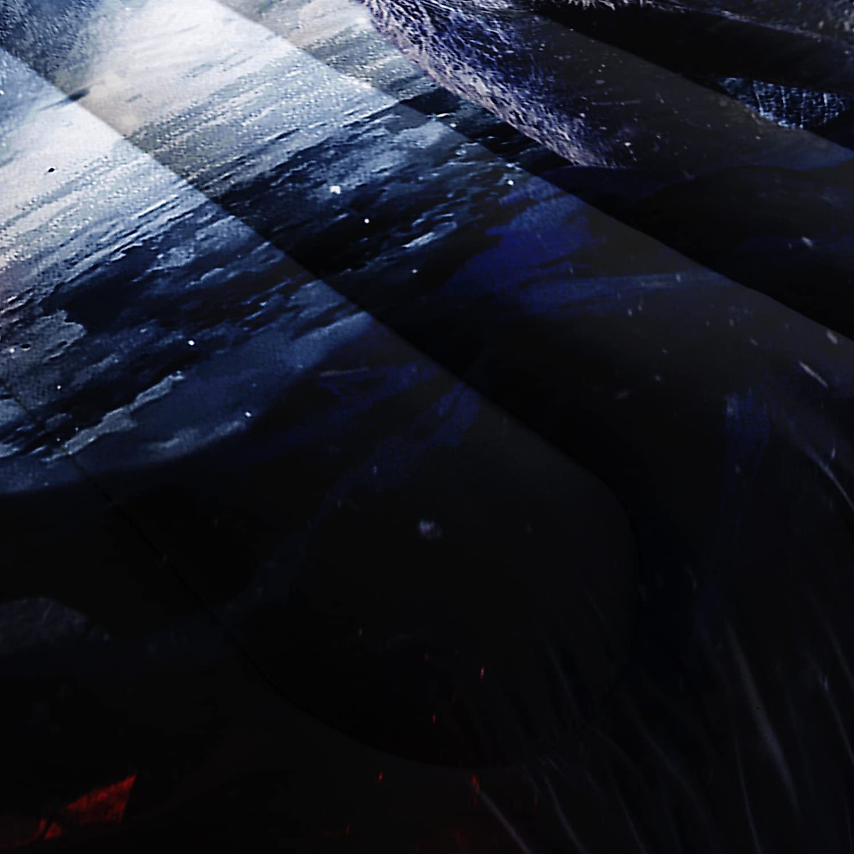 AILONEN Outdoors Wolf Comforter Set Full Size, Evening Snowfield Red Moon Wolf Bedding Set,Wild Aminal 3D Print Duvet Set 3 Pieces, 1 Quilt + 2 Pillowcases