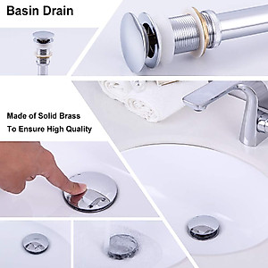 kimzcn Bathroom Sink Drain Without Overflow Vessel Sink Lavatory Vanity Pop Up Drain Stopper Polished Chrome,D500021C