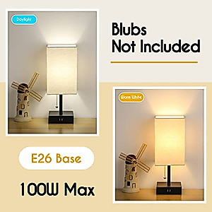 BesLowe Bedside Lamps with USB Charging Ports, Table Lamps Set of 2, Nightstand Lamps, Minimalist Modern with Pull Chain Switch and Beige Fabric Shade for Bedroom Living Room Home Office Kid’s Room
