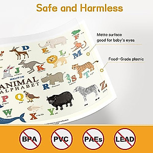 Disposable Placemats for Baby, Maliton Kids Placemats for Dining Table, Restaurants, Travel, 12" x 18" Baby Place Mats with 4 Designs, 28 Pack Waterproof Stick-On Mats for Toddler(Individual Package)