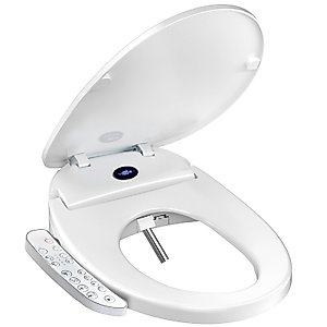 XCQQ Bidet Toilet Seat Elongated, Bidet Warm Water Rear & Front Oscillating Wash, Heated Toilet Seat, Warm Air Dryer, Soft Close Toilet Lid, Night Light, Smart Toilet Seat with Bidet Requires Outlet