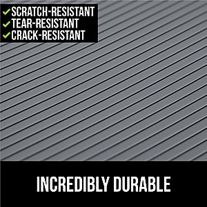 Gorilla Grip Smooth Drawer Liner and Ribbed Drawer Liner, Smooth Liner Size 12x10, Easy Clean and Trim, Ribbed Liner Size 17.5x20, Desk Storage, Both in Gray, 2 Item Bundle