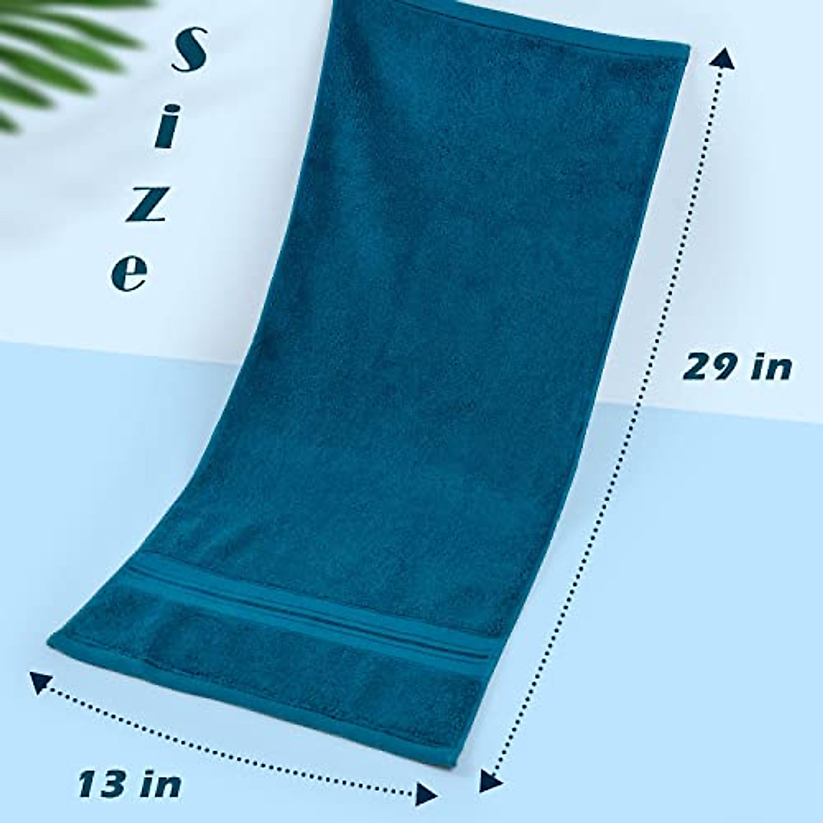 Cleanbear Cotton Hand Towel Thick Bathroom Hand Towels - 2 Pack (Peacock Blue), 13 x 28 Inches