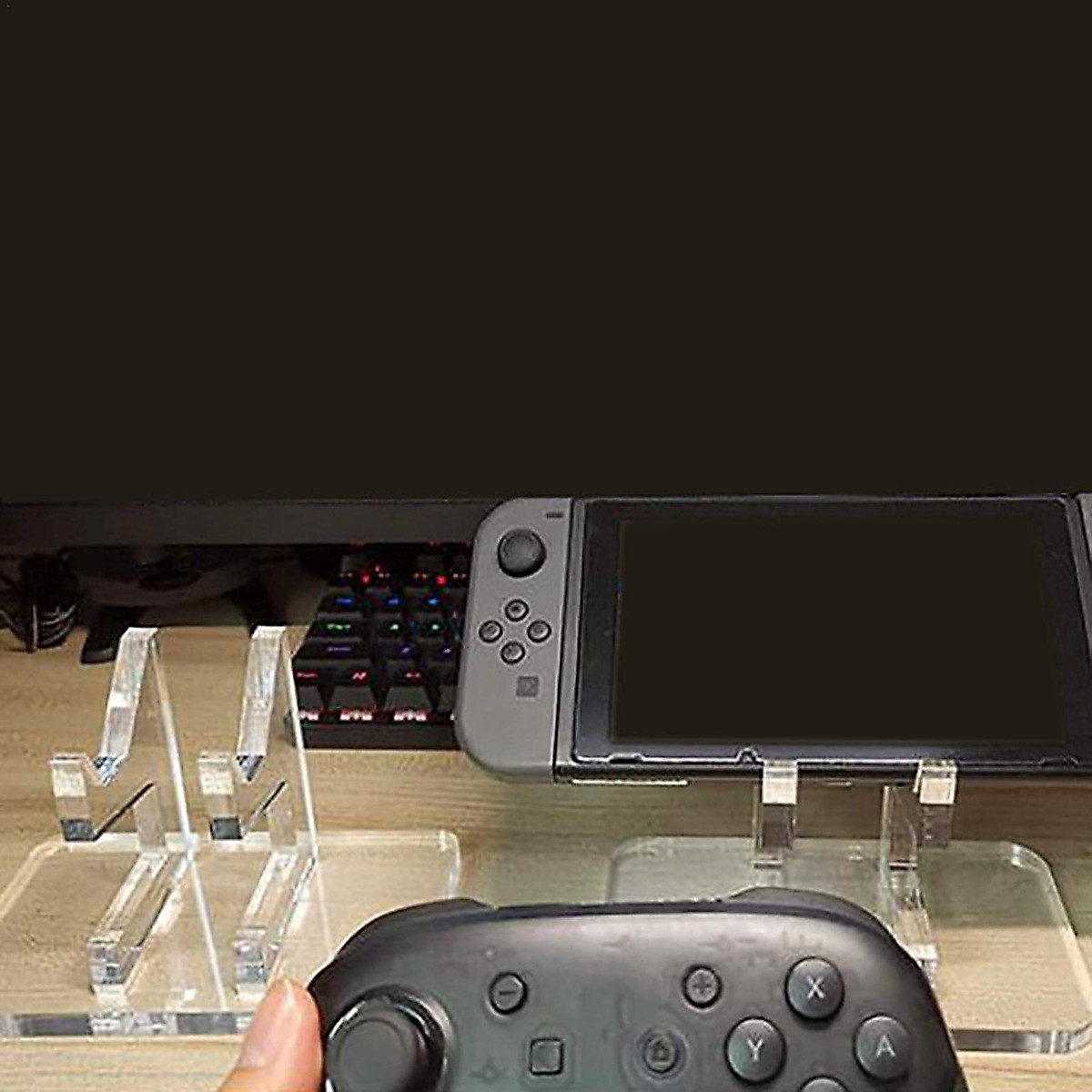 WKshuFT Game console handle bracket, environmentally friendly acrylic wall-mounted desktop bracket. Used to store game console handles in the living room (black)