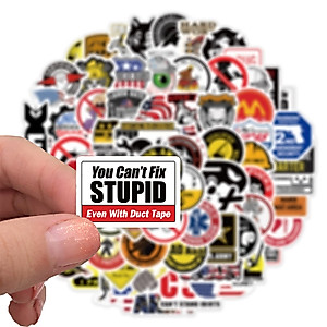 Funny Hard Hat Stickers, 98 Pcs Hardhat Vinyl Waterproof Cooler Construction Stickers Sheets for Kids Teens Adults, Water Bottle Scrapbook Phone Laptop Helmets Durable Decals