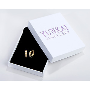 Sterling Silver Opal Hoop Earrings for Women, 14K Gold Plated Hypoallergenic Round Cut Earrings, Birthstone Birthday Gift Fine Jewelry for Her Mothers Day