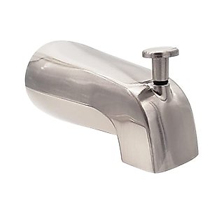 Westbrass E531D-1F-07 5-1/4" Reach Wall Mount Tub Spout with Front Diverter, Satin Nickel