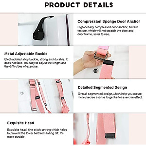 Yoga Stretching Strap, Adjustable Height Leg Stretcher Waist Back Stretch Band Aerial Yoga, Anti-gravity Inversion Exercises Door Flexibility Tensile Trainer for Rehab Pilates Dance Splits (Pink)