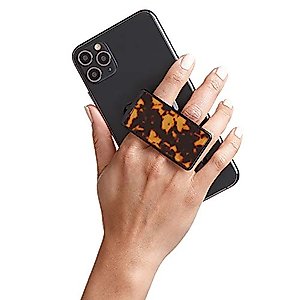 HANDL New York Tortoise HANDLstick Phone Grip and Stand for Smartphone - Multifunctional Mobile Phone Grip with Elastic Brace System (Brown/Black)