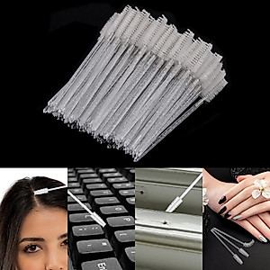 300 Pcs Disposable Mascara Wands, Crystal Spoolies Brush for Eyelash Extensions, Spooly Eyelash Eyebrow Brushes Lash Wand Applicator Makeup Kits (White)