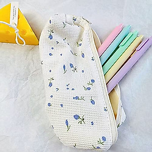 Lovely Small Floral Prints Pencil Case,Cotton Zipper Pen Pouch Pencil Stationery Case Comsmetic Makeup Bag for Girls Women,Little Freshness Style Girl's Heart Stationery Storage Bag (Pink)