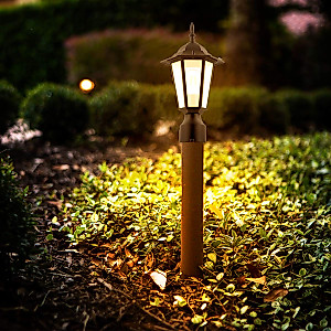 ZJOJO Outdoor Post Light with E26 LED Bulb,Clear Glass Shade Pole Lantern Fixture,Garden,Patio,Pathway,Black,3038,2 Pack