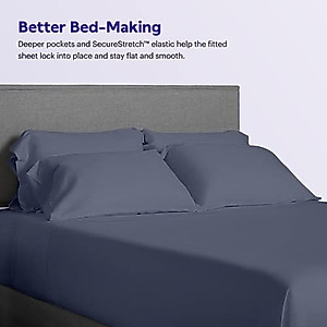 Navy Complete Comfort Sheets, Queen, Purple Mattress Sheets, Cotton Sheets, Dusky Navy, Dark Blue
