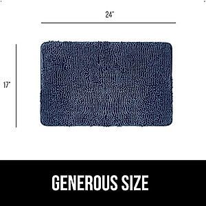 Gorilla Grip Bath Rug 24x17, Thick Soft Absorbent Chenille, Rubber Backing Quick Dry Microfiber Mats, Machine Washable Rugs for Shower Floor, Bathroom Runner Bathmat Accessories Décor, Navy