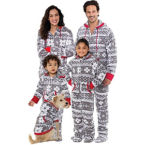 PajamaGram Family Pajamas Matching Sets - Christmas Onesie, Gray, Pets, SM