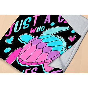 sea Turtle Blanket Just Girl Who Loves Turtles Soft Blankets and Throws Flannel Cozy Lightweight Quilt Gift Perfect for Bed Sofa Couch-50 x40 Small for Kids