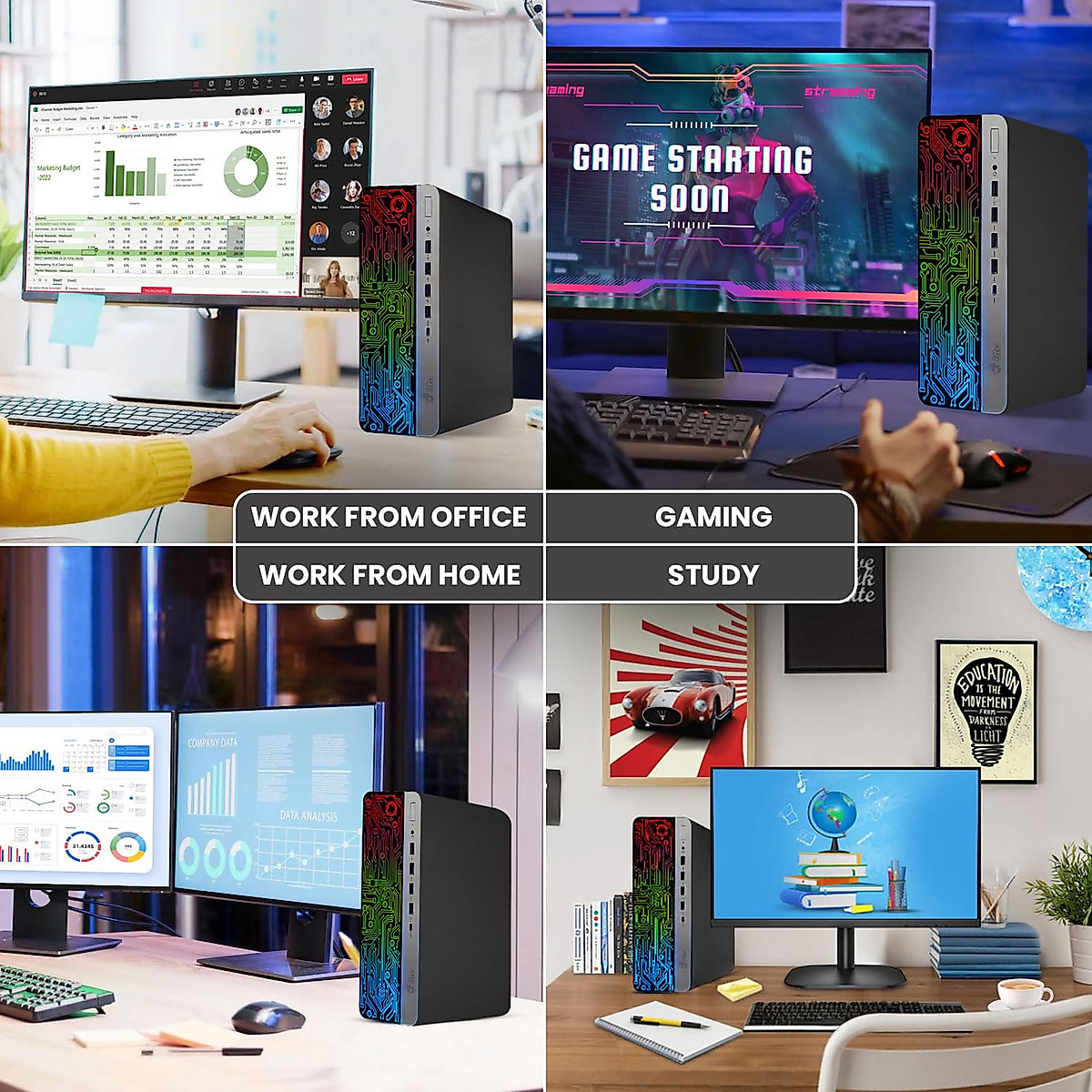 BTO RGB Gaming PC and Monitor Bundle - Intel Core i5-6th Gen, 16GB DDR4 Ram, 512GB SSD, NVIDIA GT 1030 2GB GDDR5, New 22 Inch Monitor - Windows 10 Pro - Computer Tower Setup for pc Gamer (Renewed)