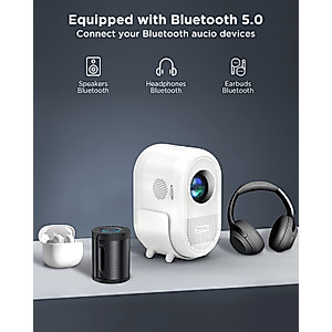 Mini Projector with 5G WiFi and Bluetooth, GUSOYO DX8 15000L Native 1080P Outdoor Projector 4K Supported, Portable Movie Projector for Home Theater, Compatible with iOS/Android/PS5/HDMI/TV Stick